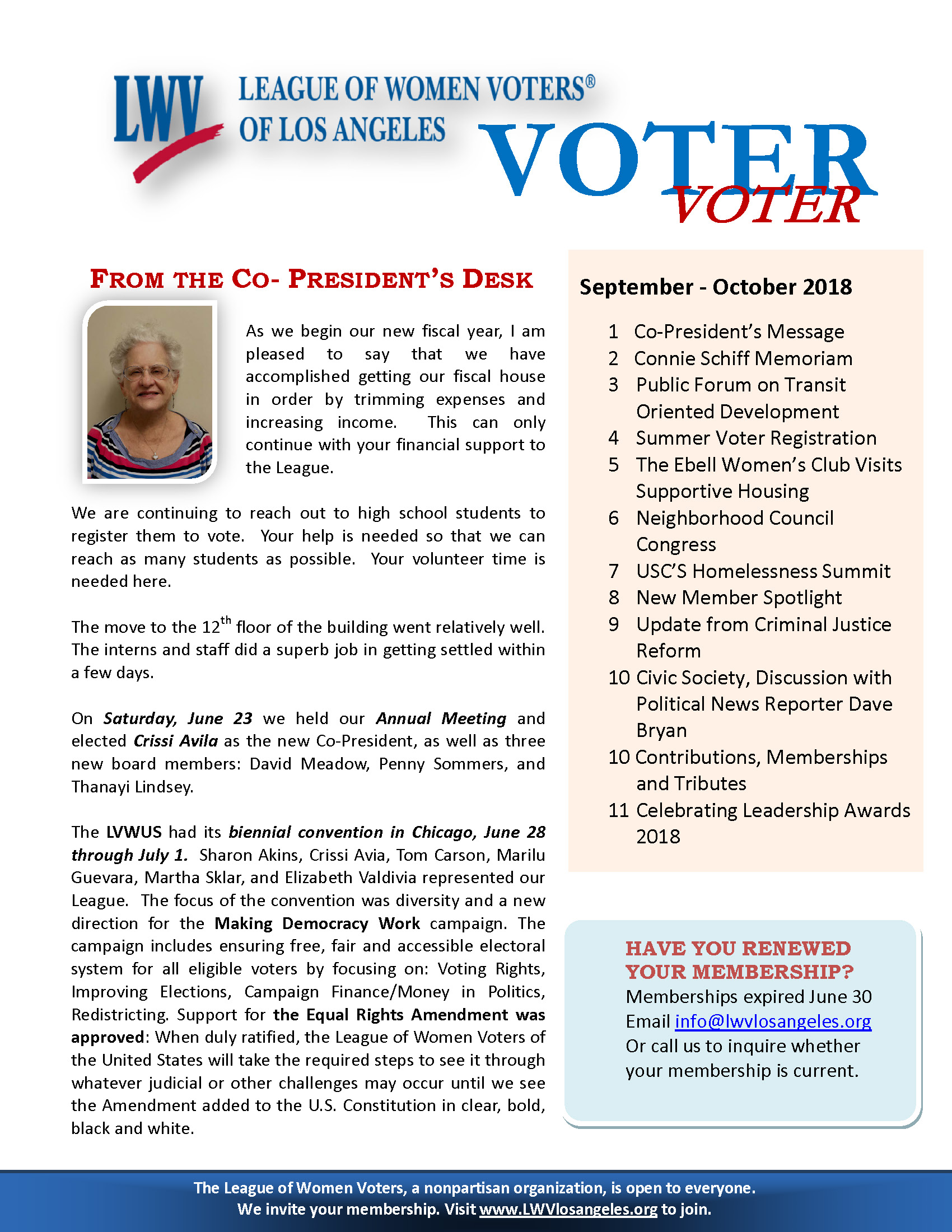 Sep - October VOTER Newsletter & Monthly Highlights for September | MyLO